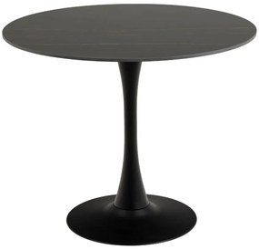 Scandi Černý mramorový jídelní stůl Montgomery 90 cm