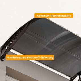 Outsunny stříška na vchodové dveře 100 x 75 cm stříška z hliníku a polykarbonátu s UV ochranou stříška na vchodové dveře na balkon, ochrana proti slu…