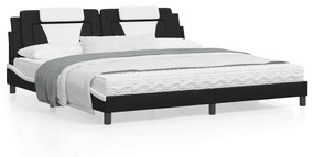 vidaXL Rám postele s čelem černý a bílý 200 x 200 cm umělá kůže