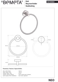 Bemeta Design NEO: Držák ručníků, kruhový -