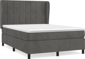 Box spring postel s matrací tmavě šedá 140x200 cm samet 3129214