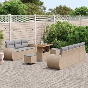 Sada zahradních pohovek s polštářem 10 pcs Béžová polyratan 3361842