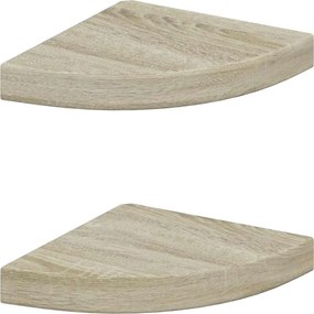 Plovoucí rohové police 2 ks dub 25 x 25 x 3,8 cm MDF 323905