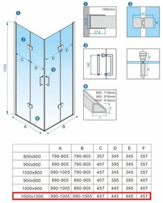 BPS-koupelny Čtvercový sprchový kout HYD-SK08D 100x100 černá/transparent - bez vaničky