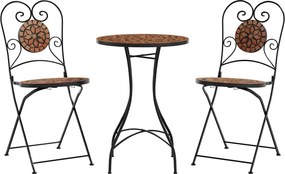 Mozaikový bistro set terakotový železo a keramika 3216352