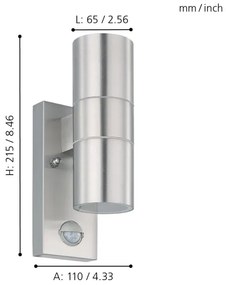 Eglo 79594- LED Venkovní svítidlo se senz. ARAPONGAS 2xGU10/2,8W/230V IP44 chrom