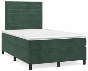 Box spring postel s matrací tmavě zelená 120x190 cm samet