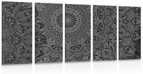 5-dílný obraz stylová Mandala v černobílém provedení Varianta: 100x50