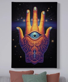 Obraz na plátně - Hamsa kosmická ruka FeelHappy.cz Velikost obrazu: 100 x 150 cm