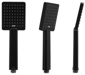 Erga Flova, sprchová souprava s termostatickou baterií a dešťovou hlavicí 20x20cm, černá matná, ERG-YKA-BP.FLOVA THERM 20 BLK