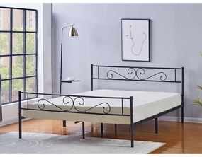 Kovová postel s roštem Bengrio 0601, Rozměr postele: 140 x 200 cm, Barva: Černá
