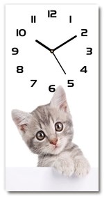 Wallmuralia Moderní hodiny nástěnné Šedá kočka 30x60 cm