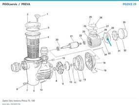 Zadní čelo motoru Preva 75, 100 – S92400104