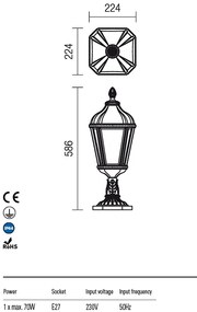 Redo Venkovní sloupkové svítidlo ESSEN, v:58,6cm