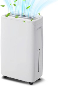 HOMCOM Elektrický odvlhčovač 12L/den, nádrž na vodu 1,5L, tichý odvlhčovač se 4 režimy, 2 rychlostmi, kolečky, LED displejem a časovačem pro 10-25 m²,