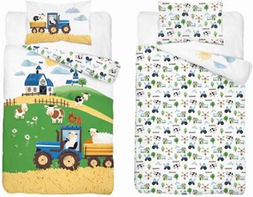 Detexpol Dětské bavlněné povlečení 90x120 farmářský modrý traktor – 5513 B - Mayamoo