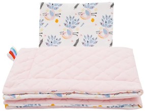 Oboustranný Set z Velvet do kočárku New Baby pávi růžový