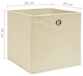Úložné boxy 10 ks netkaná textilie 28 x 28 x 28 cm krémové - Default Title