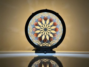 Li-Go "Srdce, karneolová mandala" Stolní lampa 20x22 cm černá s patinou