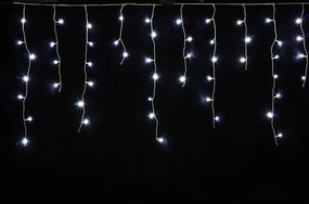 Vnitřní LED vánoční závěs - studená bílá, 3m, 92 LED, s programy, na baterie