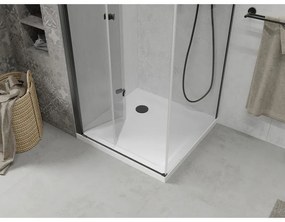 Mexen Lima, sprchový kout 100 (dveře) x 100 (stěna) cm, 6mm čiré sklo, černý profil + SLIM sprchová vanička 5cm, 856-100-100-70-00-4010B