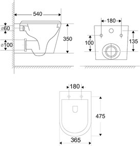 Mereo Mereo, WC závěsné kapotované, Smart Flush RIMLESS, keramické, vč. sedátka, MER-VSD85T1