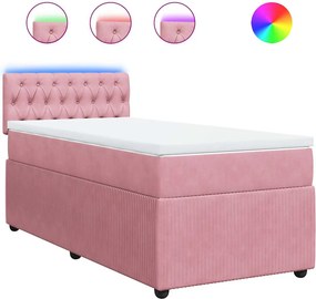 Box spring postel s matrací růžová 90x190 cm samet 3289925