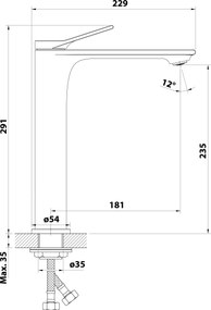 Aqualine Bolero umyvadlová baterie stojánková vysoká bez výpusti chrom BC006
