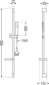 Mexen - DS72 sprchový set, černá, 785724583-70