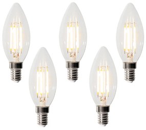 Sada 5 stmívatelných LED žárovek E14 B35 čirá 4W 450 lm 2700K