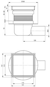 Deante Deante, bodový sprchový žlab s oboustranným roštem 130x130mm, zlatá matná, DEA-KOS_R01D