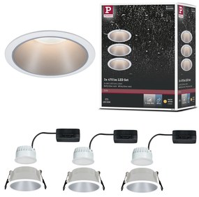 Paulmann 93410 LED Cole, set bodovek v bílo-stříbrné úpravě, 3x6,5W LED 2700K tříkrokové stmívání, prům. 8,8cm, IP44