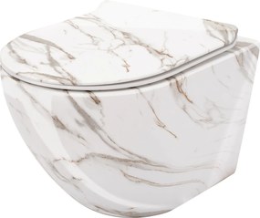 Rea Carlos Slim Lava Shiny, závěsná WC mísa Rimless 49,5x37x35,5 cm, imitace kamene, REA-C0536