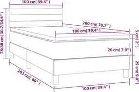 Box spring postel s matrací tmavě šedá 100x200 cm samet 3141348