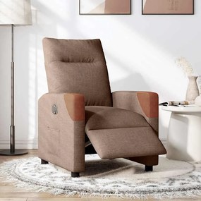 Elektrické polohovací křeslo hnědé textil 3323993