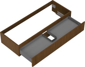 Mexen Rivel, koupelnová skříňka pod umyvadlo 120 cm, 1 zásuvka, drážkovaná, ořech, 91A20-12023-1-BF86
