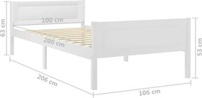 Rám postele masivní borové dřevo bílý 100 x 200 cm 322104