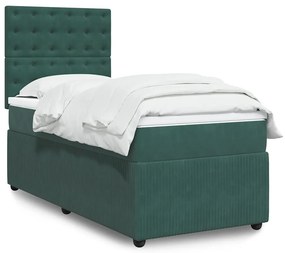 Box spring postel s matrací tmavě zelená 100x200 cm samet 3294577