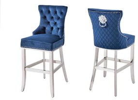 invicta interior Barová židle Castle Deluxe samet královská modrá, se lví hlavou 43214
