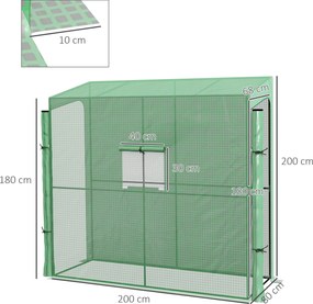 Outsunny fóliový skleník 2 dveře větruodolný domek pro rajčata s bočním oknem UV ochrana pro zahradu PE zelená | Aosom.de