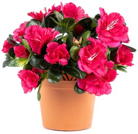 Umělá květina Azalka v květináči růžová, 21 x 10 x 10 cm