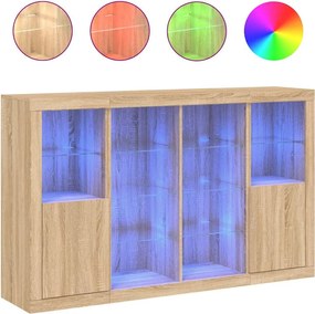 Příborníky s LED osvětlením 3 ks dub sonoma kompozitní dřevo 3209137