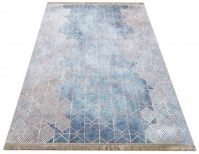 Moderní kusový koberec protiskluzový Horeca-New 108 Geometrický modrý Rozměr: 60x100 cm