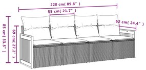 4dílná zahradní sedací souprava s poduškami béžová polyratan - Default Title