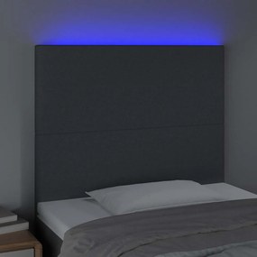 Čelo postele s LED tmavě šedé 90x5x118/128 cm textil 3122127