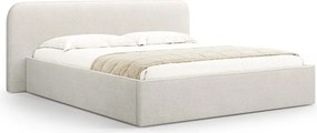 Světle šedá čalouněná dvoulůžková postel s úložným prostorem s roštem 140x200 cm Elizabeth – Micadoni