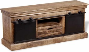 TV stolek s 2 posuvnými dvířky mangovníkové dřevo 110x30x45 cm 244019