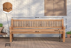 Teaková lavice Daxon s sedací polštář 240 cm – tmavě šedá
