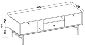 TOKYO 3 e | TV stolek RTV 313 | 180 cm | eukalyptová/černá