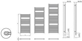 Isan Palmyra Chrom 1135 x 600 mm koupelnový radiátor chrom